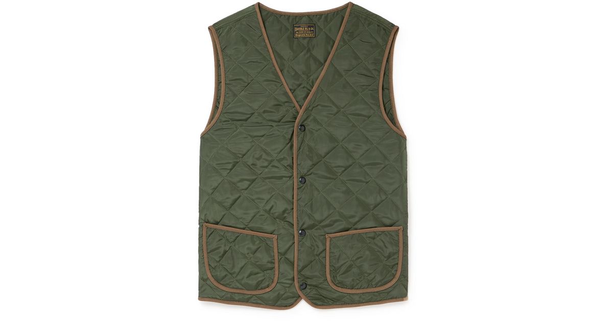 RRL Cooper Quilted Shell Gilet in Green for Men | Lyst