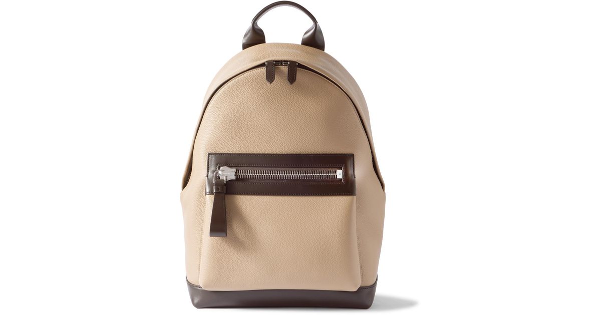 Tom Ford Buckley Two-tone Full-grain Leather Backpack in Natural for ...