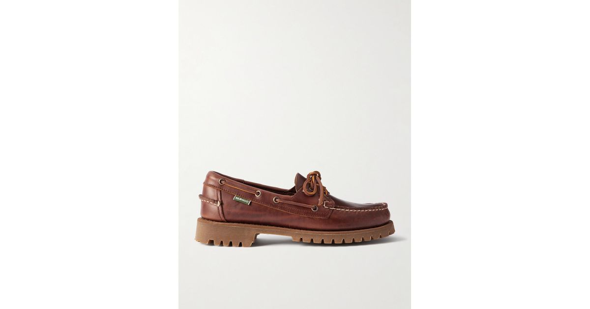 Sebago Ranger Waxed-Leather Boat Shoes in Brown for Men | Lyst UK