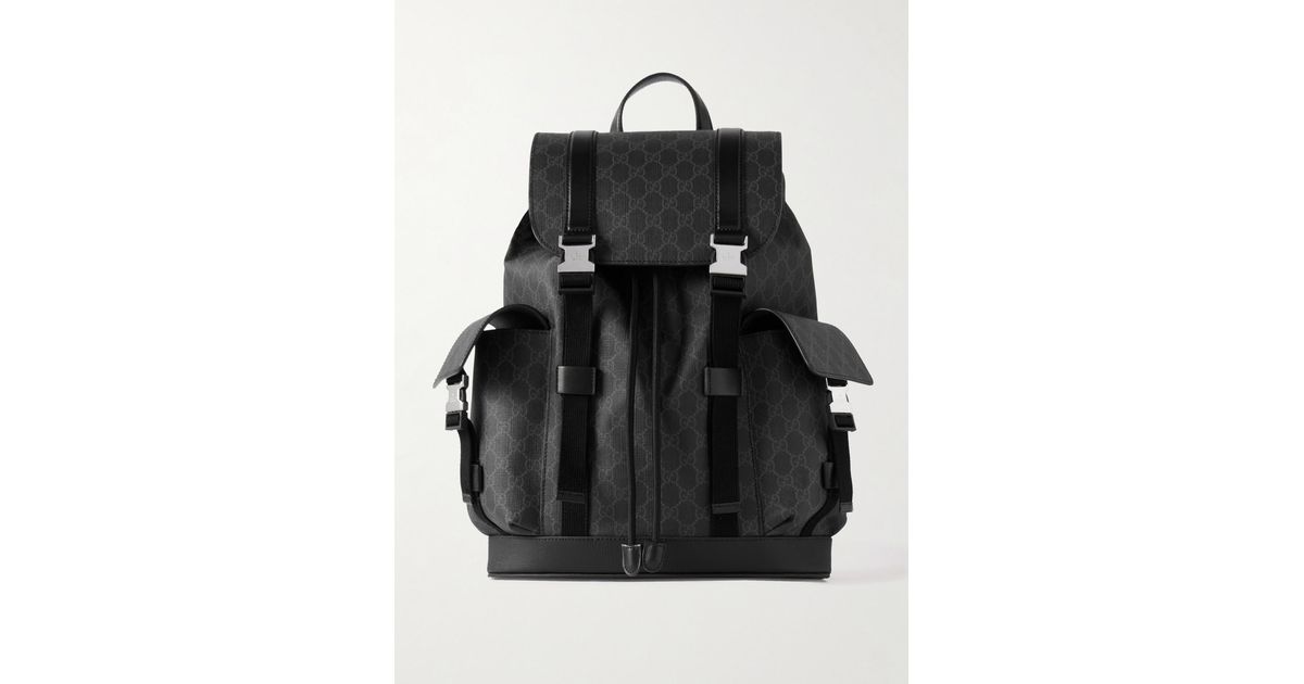 Gucci Leather-Trimmed Monogrammed Supreme Coated-Canvas Backpack in ...
