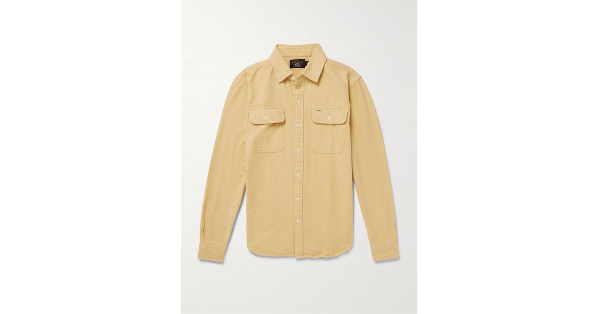 RRL Grayson Cotton-Flannel Shirt in Natural for Men | Lyst UK
