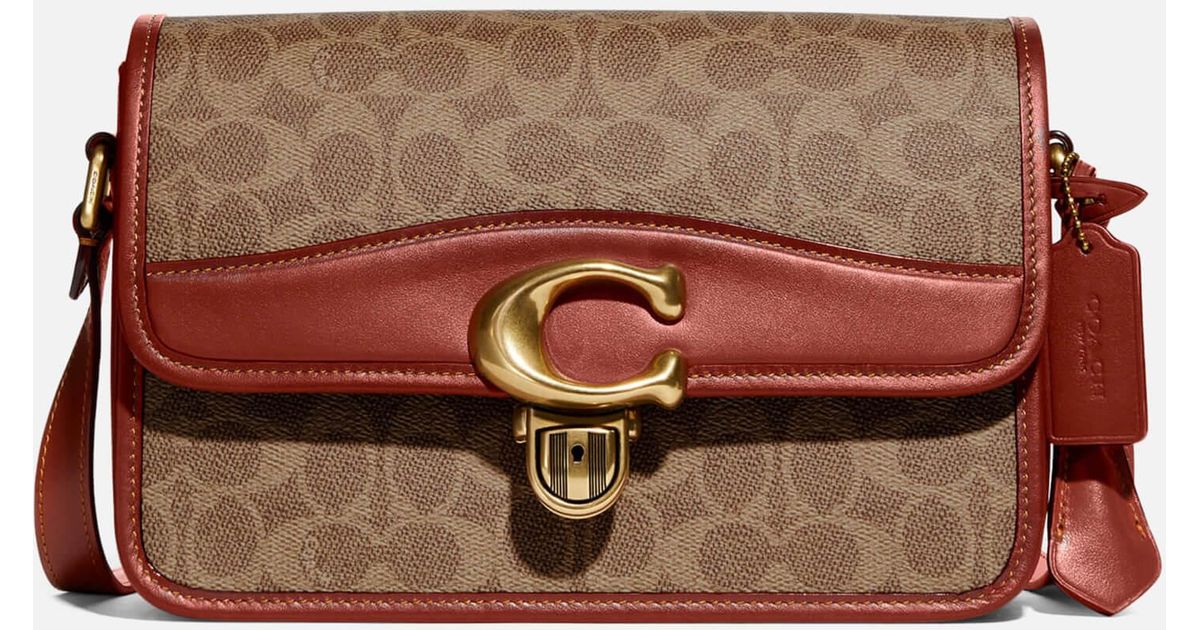 COACH Leather Signature Studio Shoulder Bag in Brown | Lyst