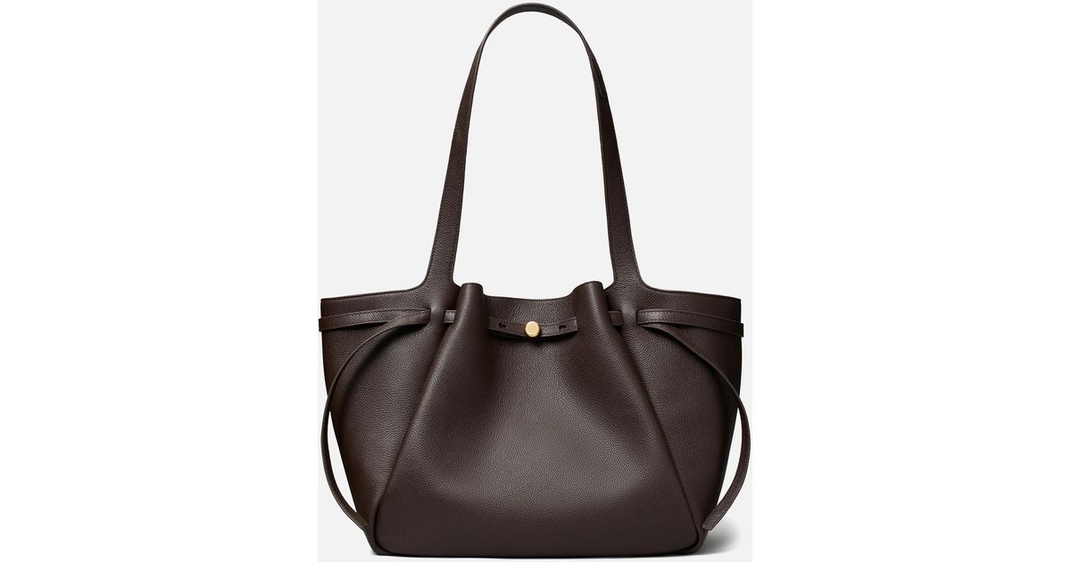 Tory Burch Romy Pebble-grain Leather Tote Bag in Black | Lyst
