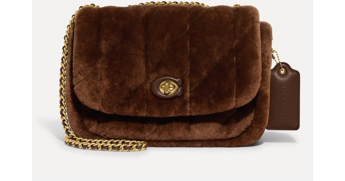 COACH Shearling Quilted Pillow Madison Shoulder Bag in Brown | Lyst