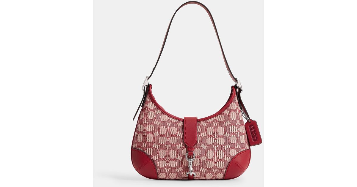 COACH Hamptons Jacquard Hobo Bag in Red | Lyst
