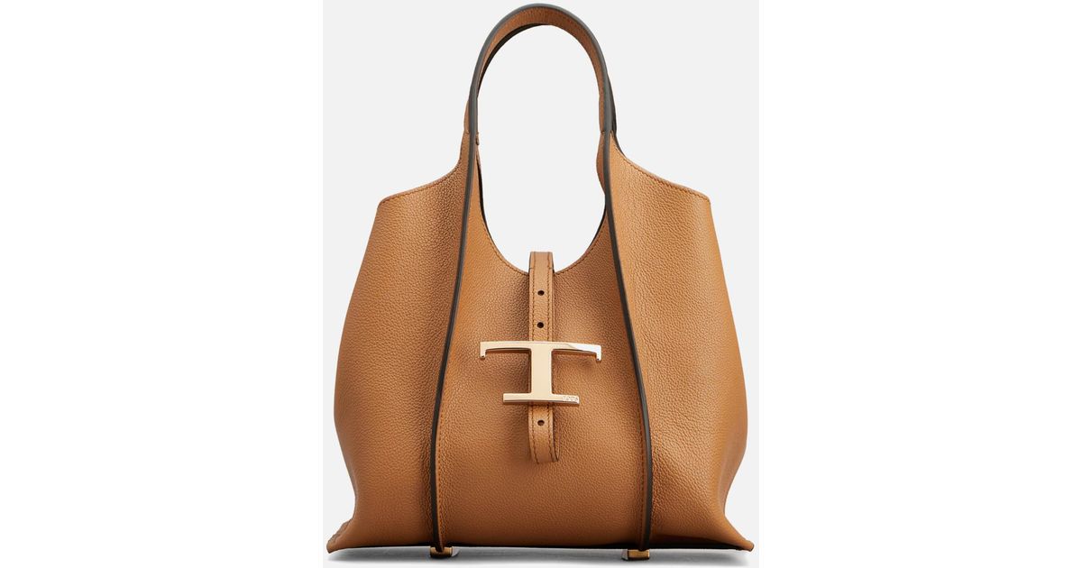 Tod's Mini T Timeless Leather Hobo Bag in Brown | Lyst