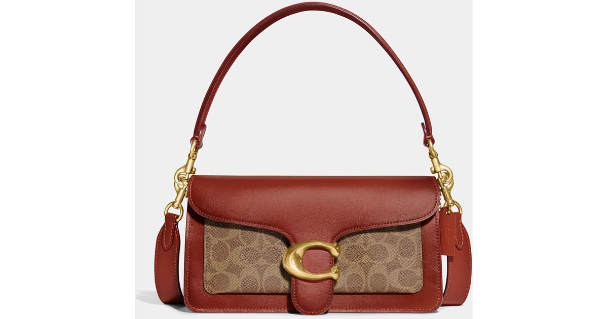 COACH Tabby Signature Coated-canvas And Leather Shoulder Bag in Brown ...