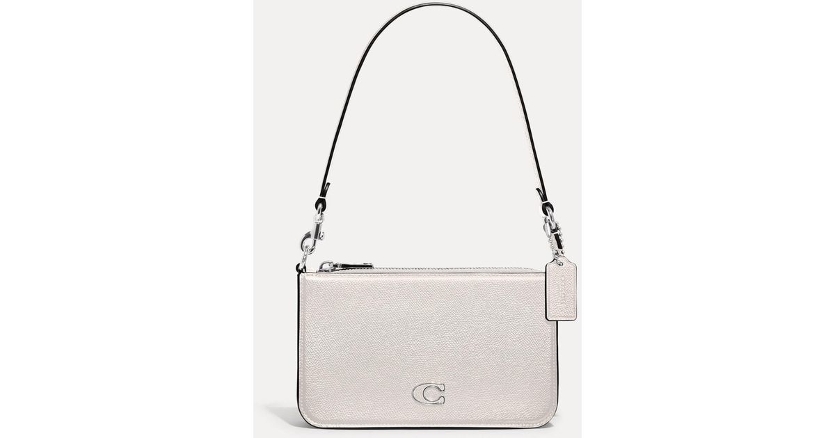 COACH Crossgrain Leather Pouch Bag in Gray | Lyst