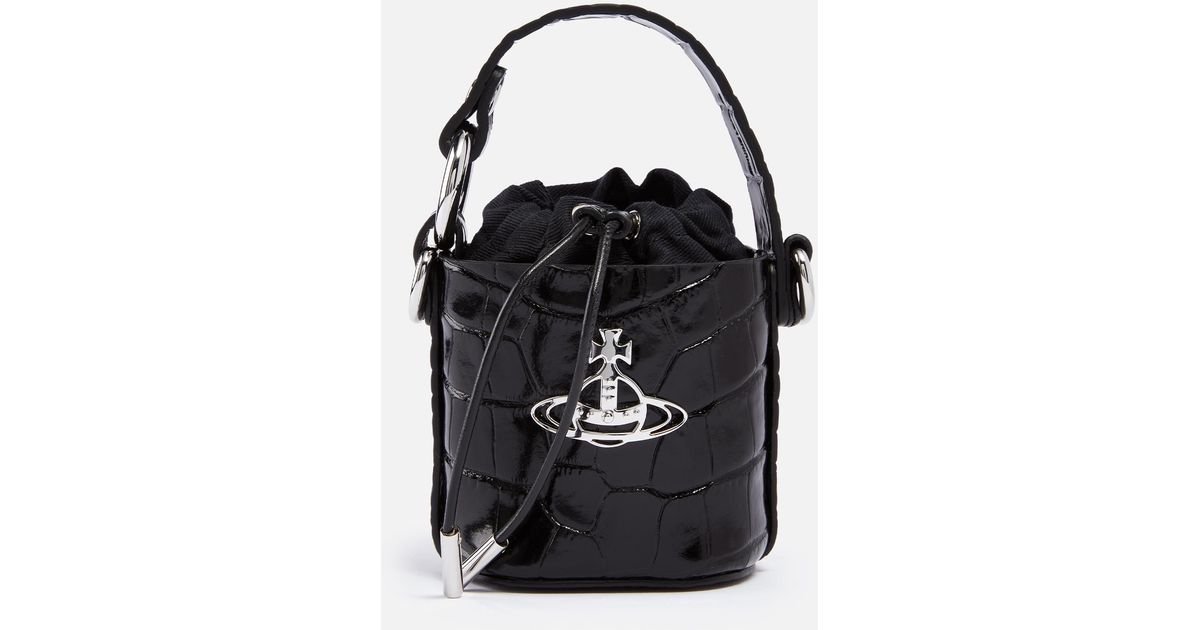 Vivienne Westwood Mini Daisy Croc-effect Leather Bucket Bag in Black | Lyst UK