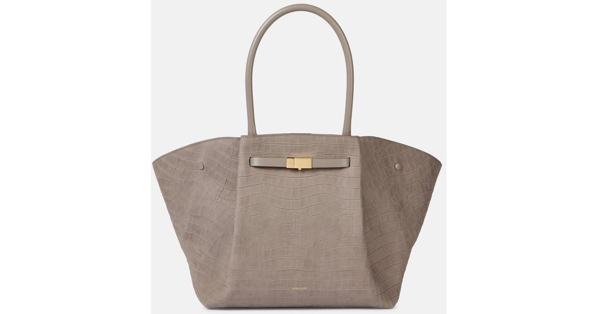 DeMellier New York Croc-Effect Leather Tote Bag in Gray | Lyst