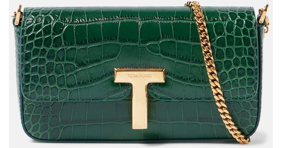 Tom Ford Wallis Mini Croc-Effect Leather Shoulder Bag in Green | Lyst