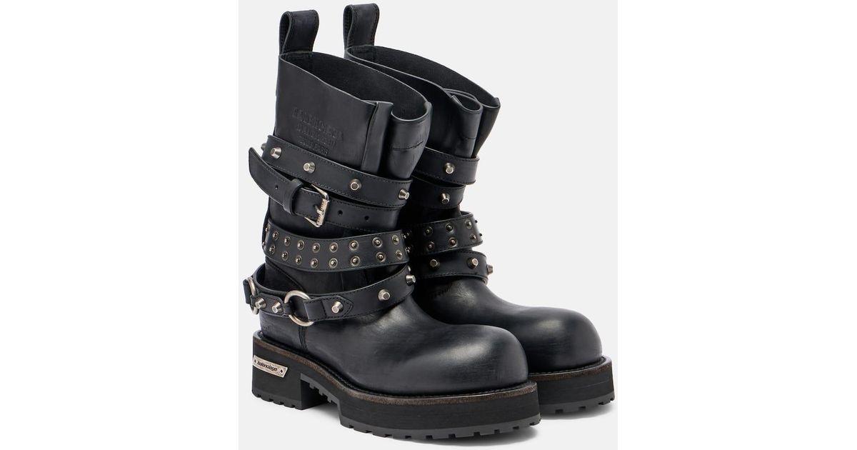 Balenciaga Venom City Leather Biker Boots in Black | Lyst UK