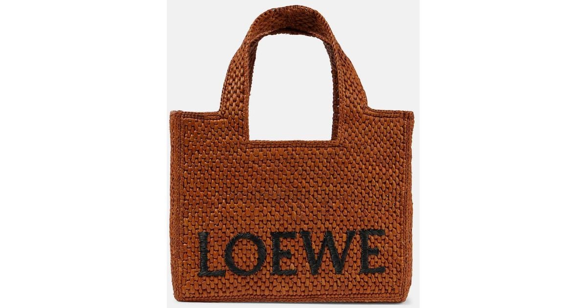 Loewe Paula's Ibiza Font Small Raffia Tote Bag in Brown | Lyst UK