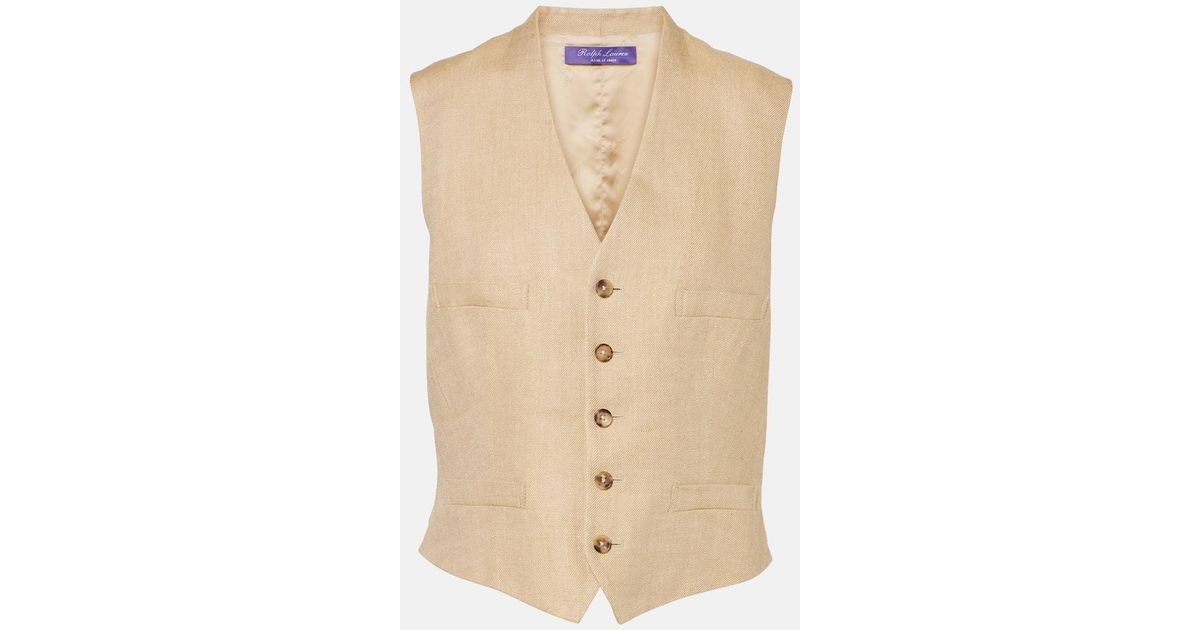 Ralph Lauren Jaiden Silk And Linen Vest in Natural | Lyst