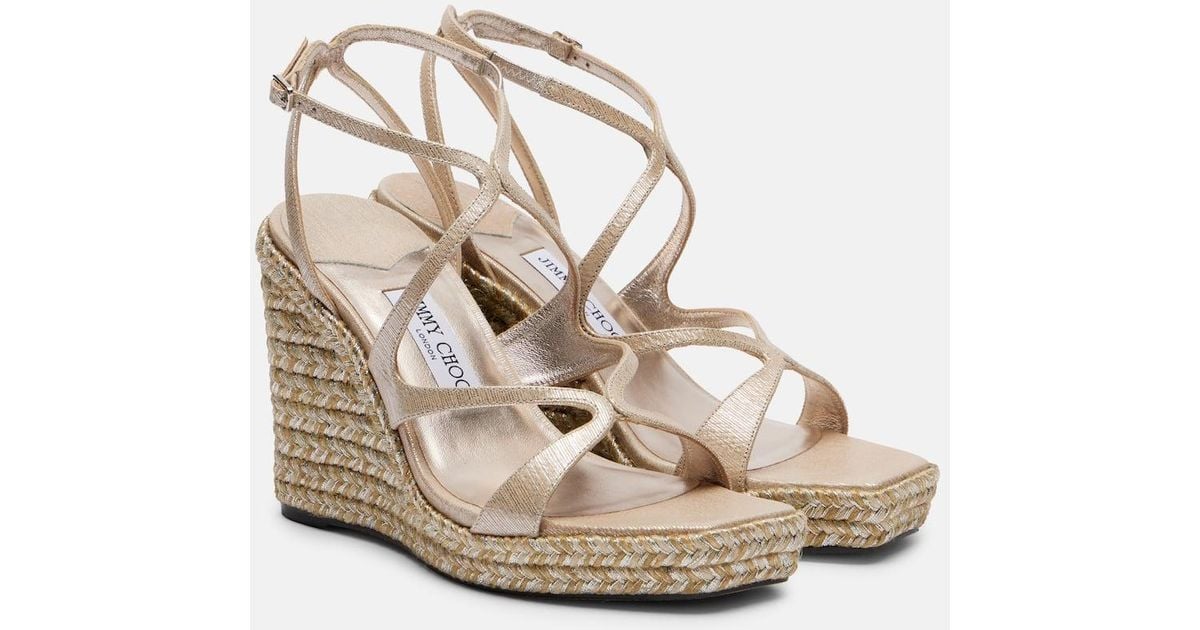 Jimmy Choo Ayla 110 Metallic Leather Wedges | Lyst