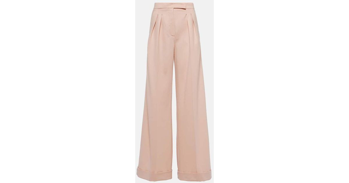 Max Mara Faraday Wool Jersey Wide-Leg Pants in Pink | Lyst UK