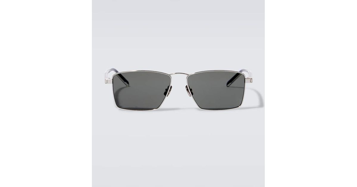 Saint Laurent Sl 700 Rectangular Sunglasses in Gray for Men | Lyst
