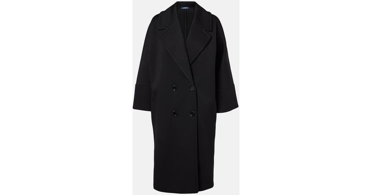 Max Mara Max Mara Emma Jersey Coat in Black | Lyst