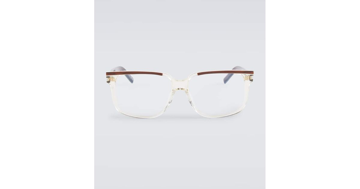 Saint Laurent Sl 599 Square Glasses in Metallic for Men | Lyst
