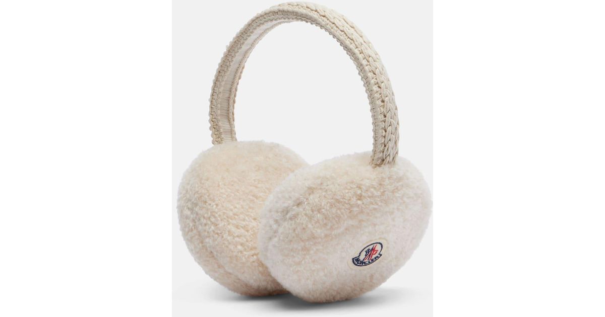 Moncler Logo Teddy Earmuffs in White | Lyst