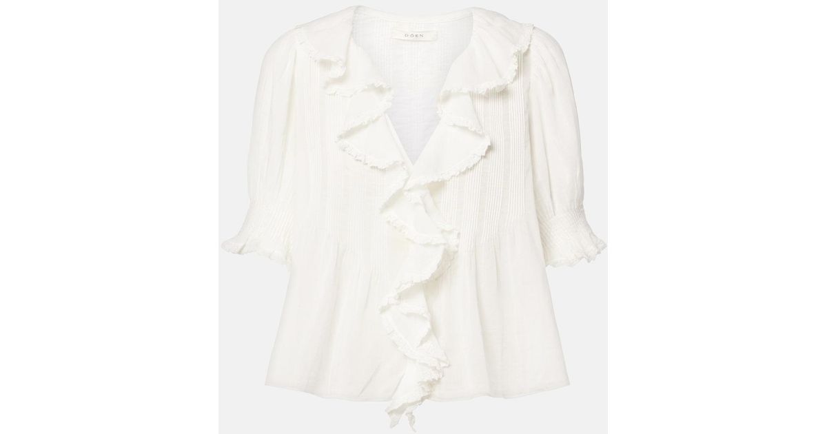 Doen Henri Cotton Voile Top in White | Lyst