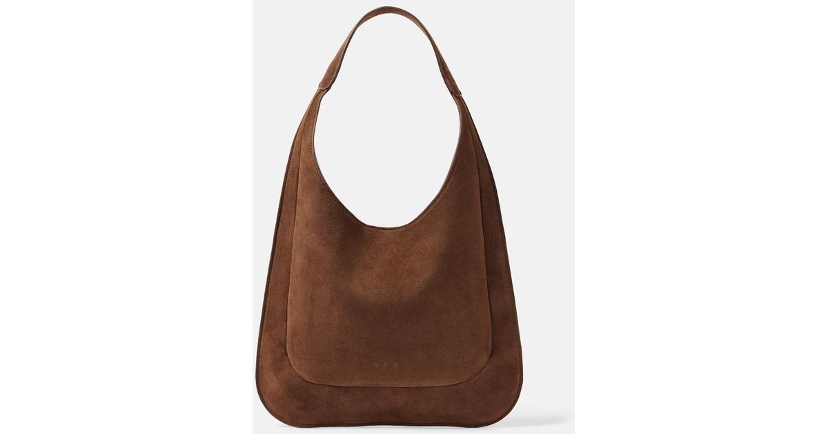 Aesther Ekme Midi Suede Shoulder Bag in Brown | Lyst