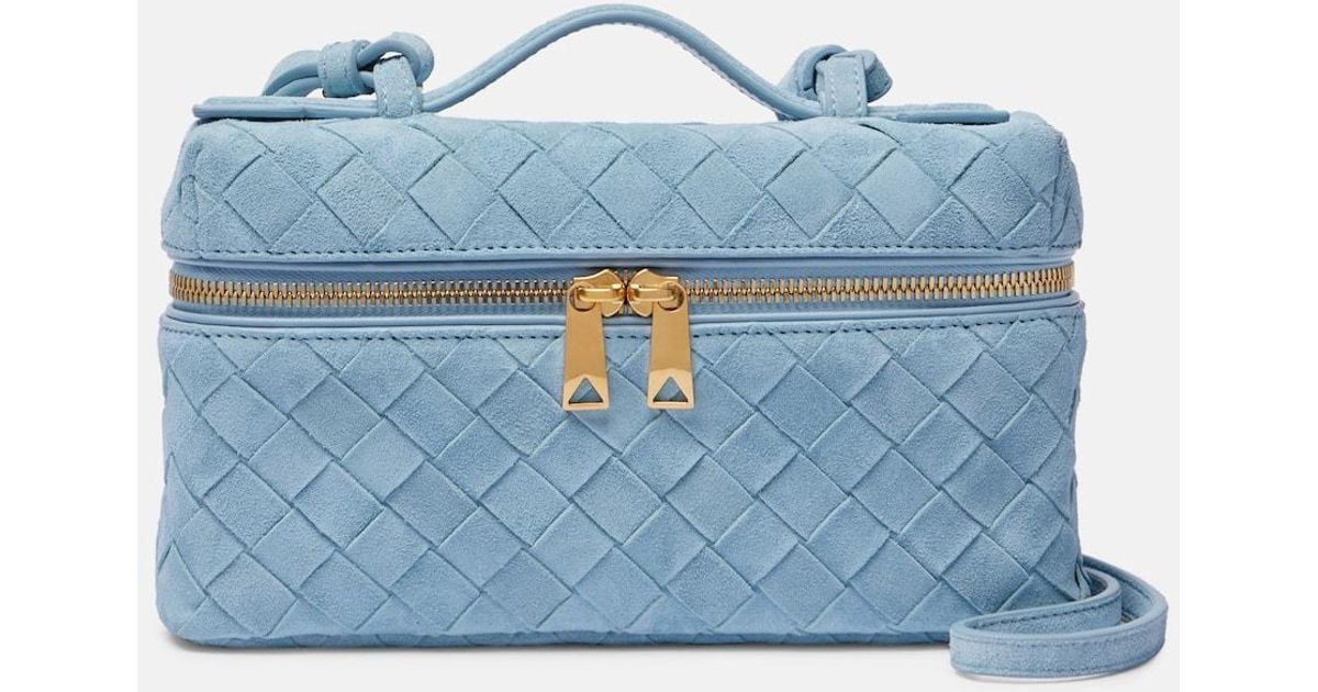 Bottega Veneta Bang Bang Intrecciato Suede Vanity Bag in Blue | Lyst