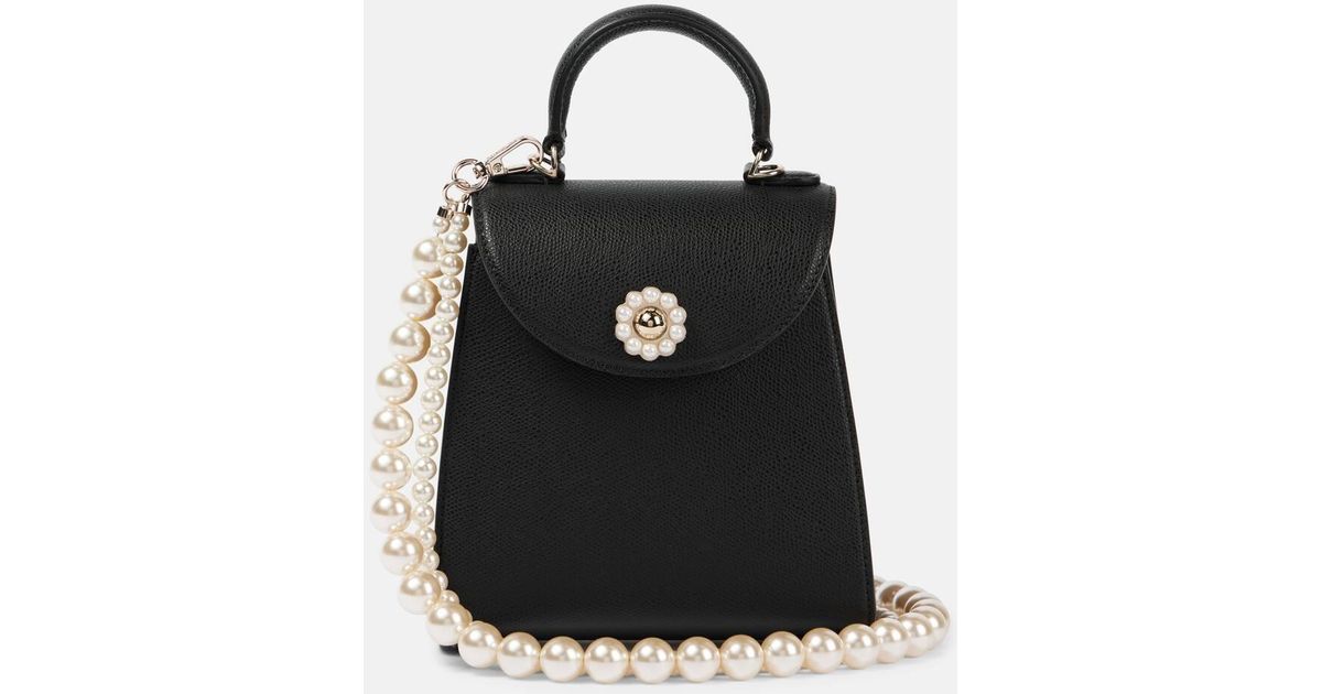 Simone Rocha Valentine Mini Leather Shoulder Bag in Black | Lyst
