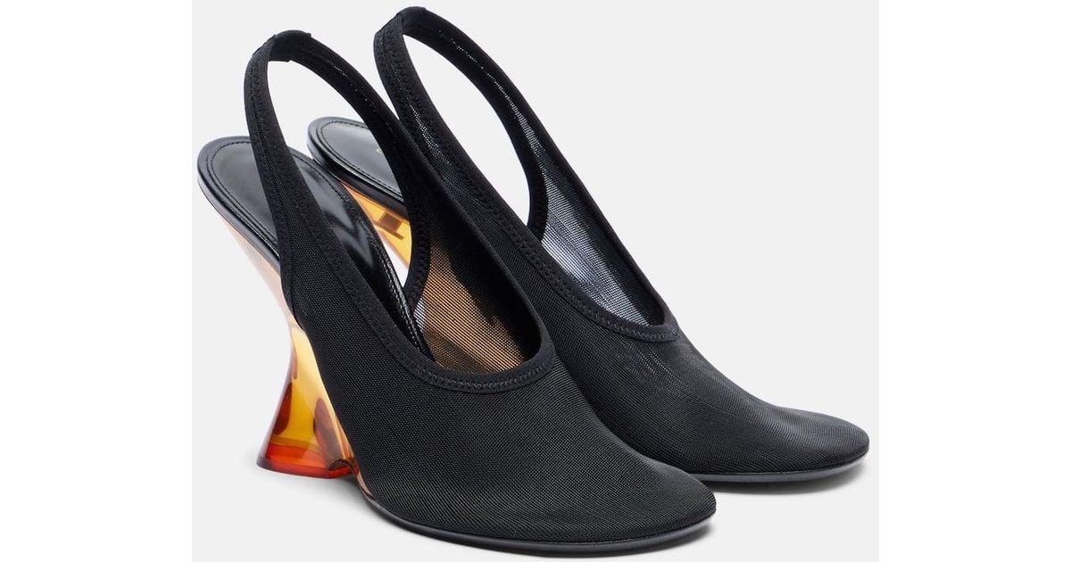 Dries Van Noten Mesh Wedge Slingback Pumps in Black | Lyst