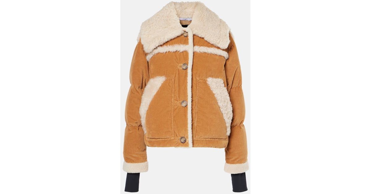 Moncler Shearling-trimmed Corduroy Jacket in Brown | Lyst
