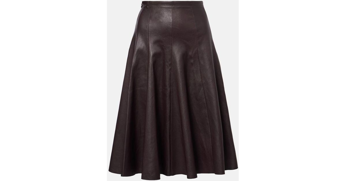 Stouls Sabrina Leather Midi Skirt in Red | Lyst