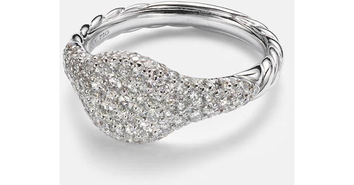 David Yurman 18Kt Pinky Ring With Diamonds in White | Lyst