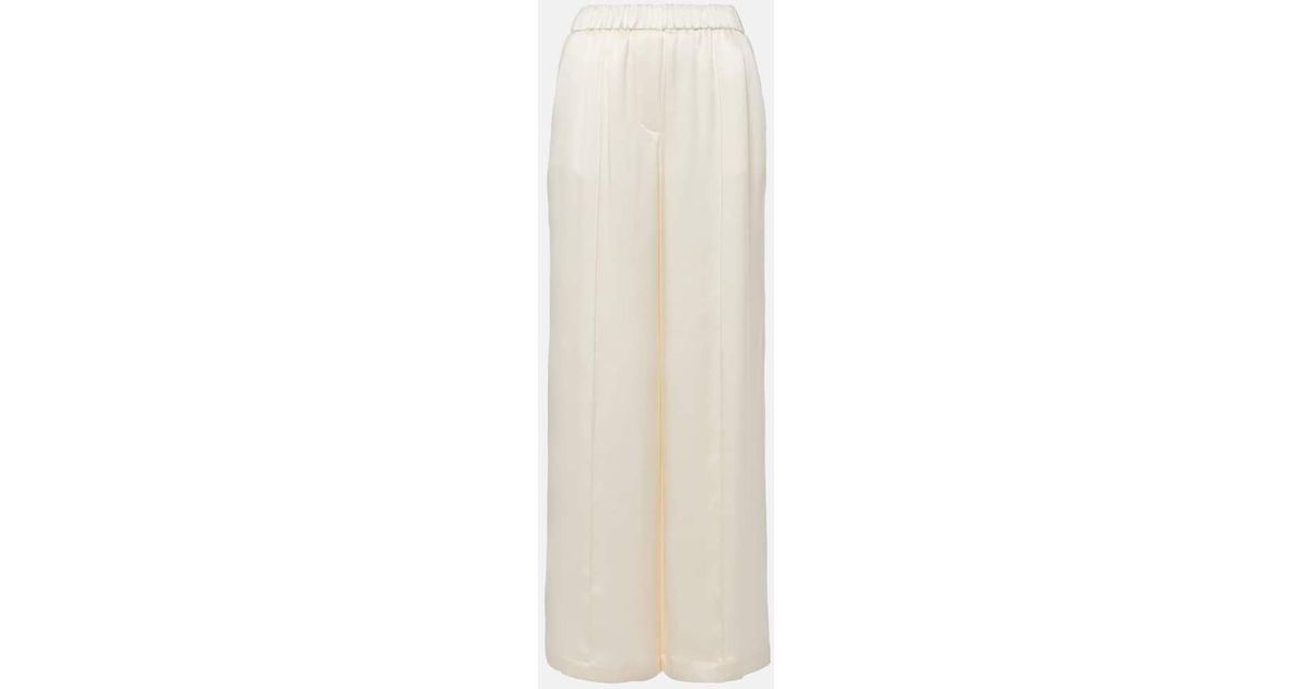 Loewe Silk Satin Pajama Pants in White | Lyst