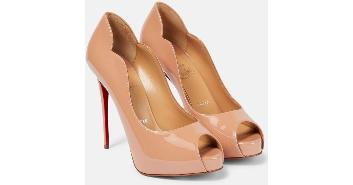 Christian Louboutin Hot Chick Alta Patent Leather Pumps in Natural ...
