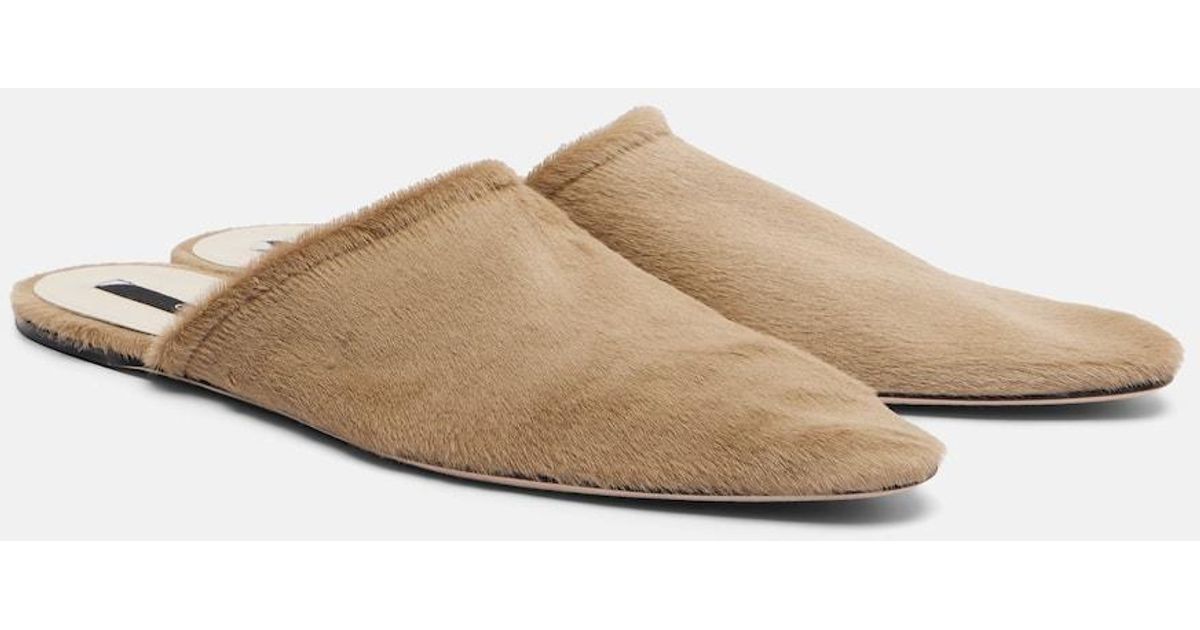 Christen Elipse Calf Hair Mules in Natural | Lyst UK