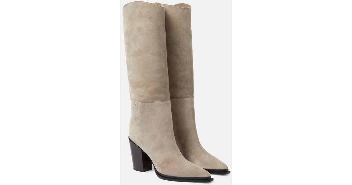Jimmy Choo Cece 80 Suede Knee-High Boots in Natural | Lyst