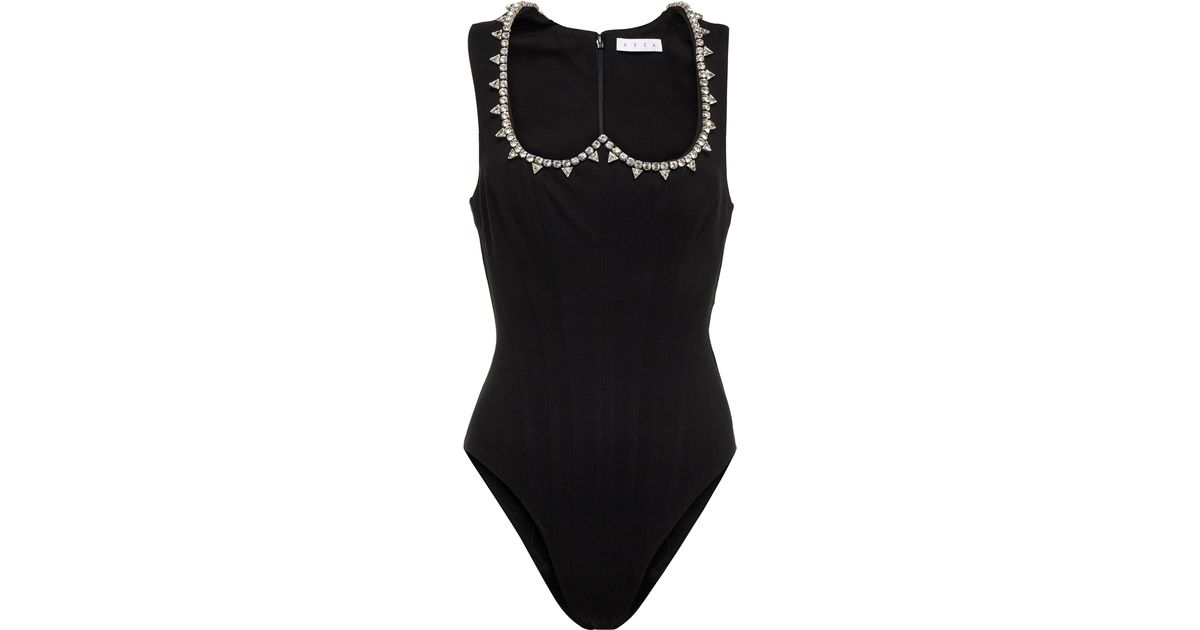Area Crystal-embellished Bodysuit in Black | Lyst