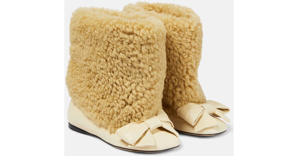 Loewe Toy Flat Bootie In Shearling And Lambskin in Natural | Lyst UK