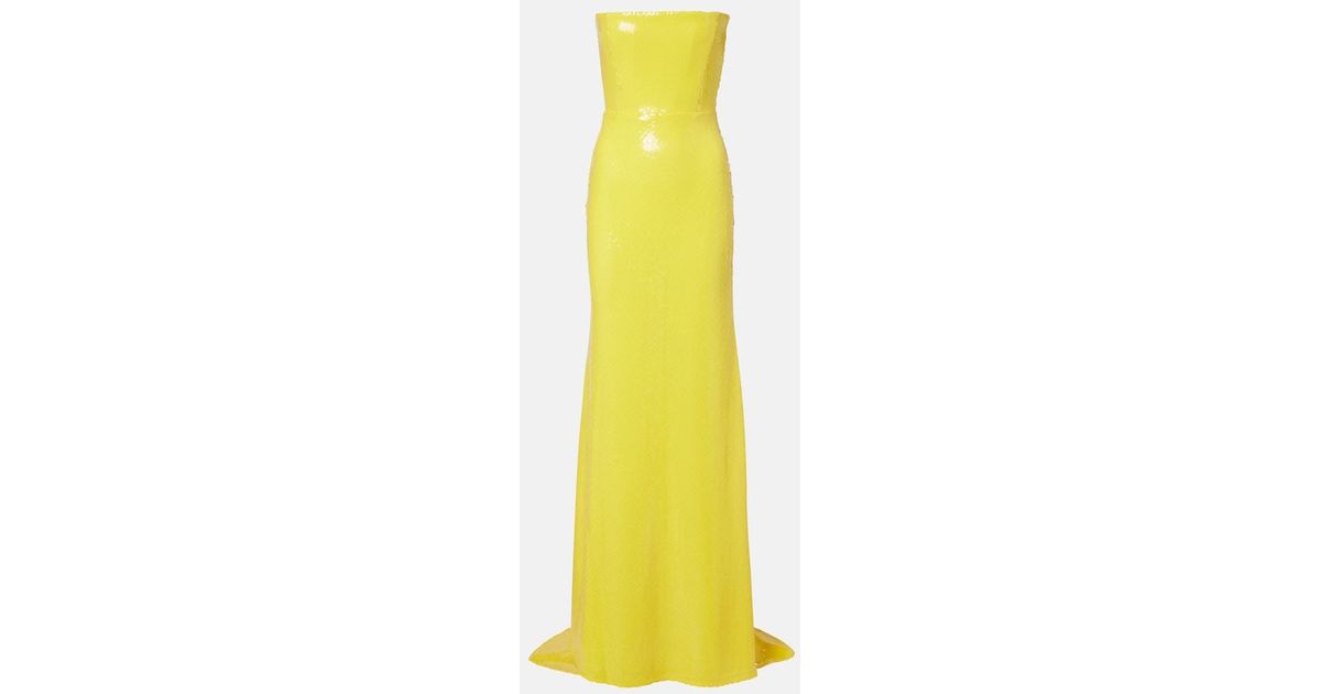 Alex Perry Sequined Corset Gown in Yellow | Lyst