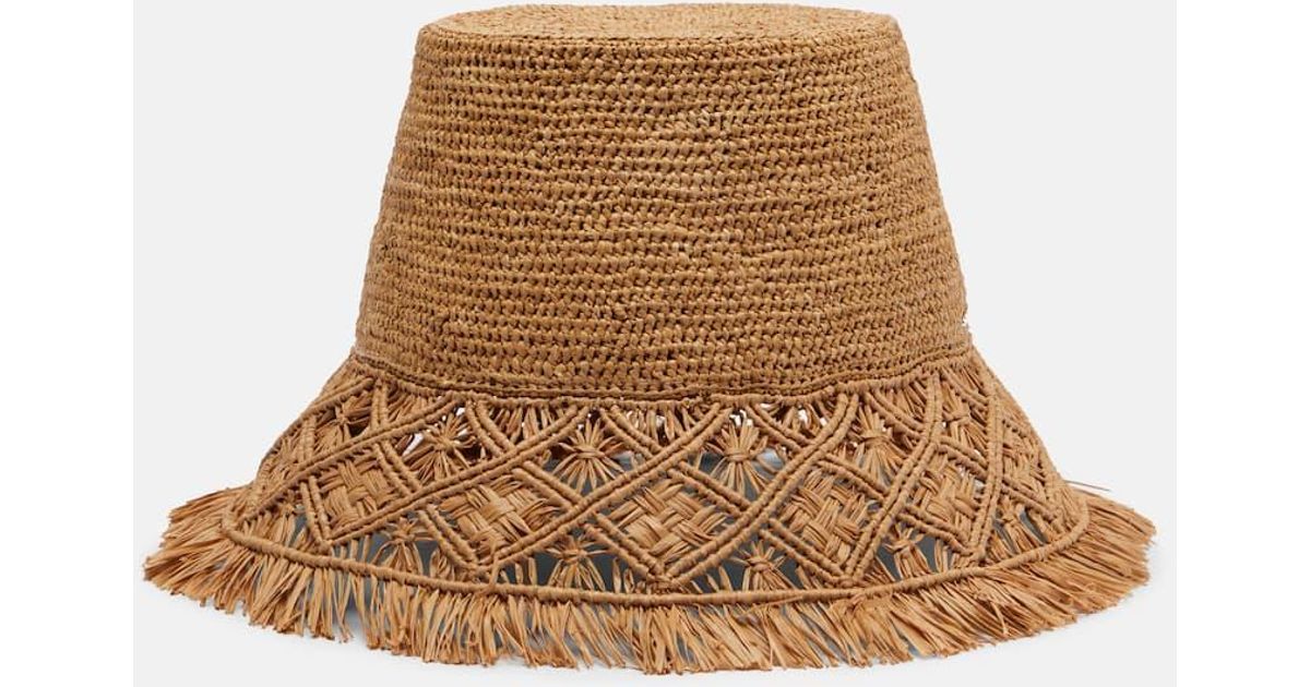 Zimmermann Macrame Raffia Bucket Hat in Brown | Lyst