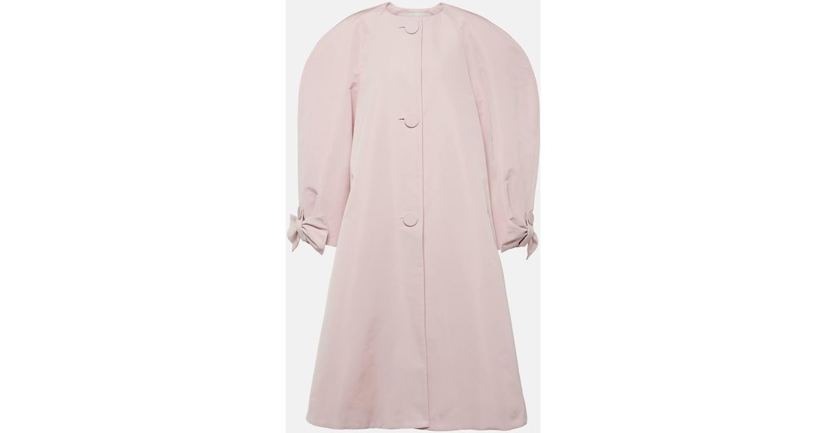 Nina Ricci Bow-Detail Boxy Taffetta Coat in Pink | Lyst UK