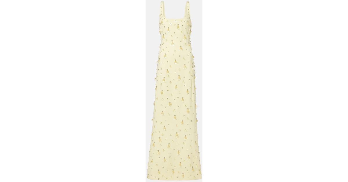 Jonathan Simkhai Briella Embellished Crepe Gown in Metallic | Lyst