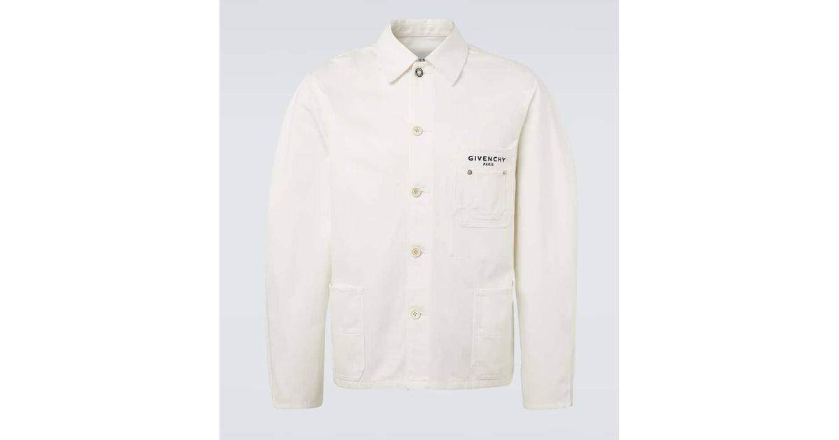 Givenchy Logo Cotton Canvas Jacket in White for Men | Lyst UK