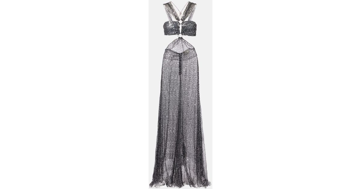 Isabel Marant Dalie Sheer Sequined Cutout Gown in Gray | Lyst