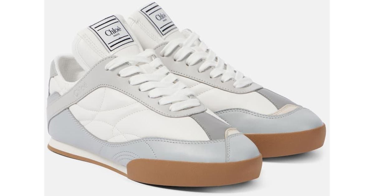 Chloé Kick Suede-Trimmed Sneakers in White | Lyst
