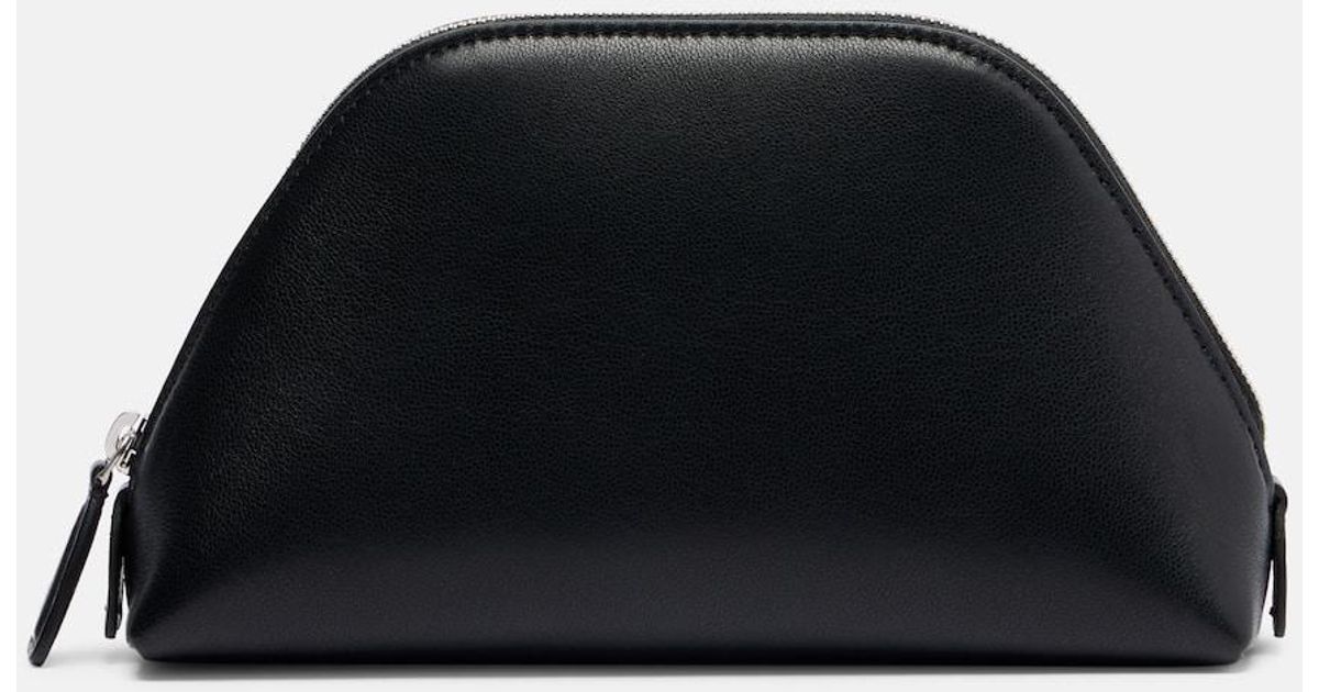 The Row Devon Mini Leather Clutch in Black | Lyst