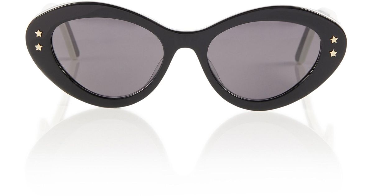 Dior Synthetic Diorpacific B1u Cat Eye Sunglasses In Shiny Black Smoke Brown Lyst
