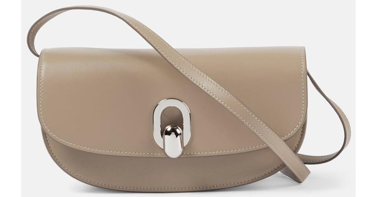 SAVETTE Tondo Crescent Leather Shoulder Bag in Brown | Lyst