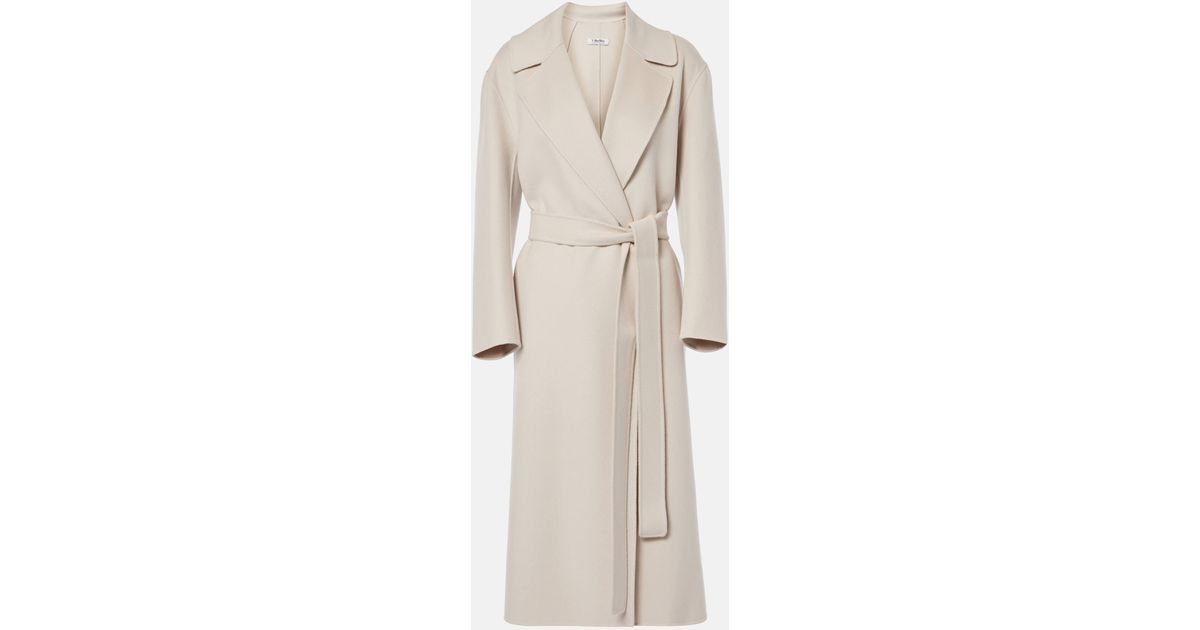 Max Mara Livia Wool Wrap Coat in Natural | Lyst UK