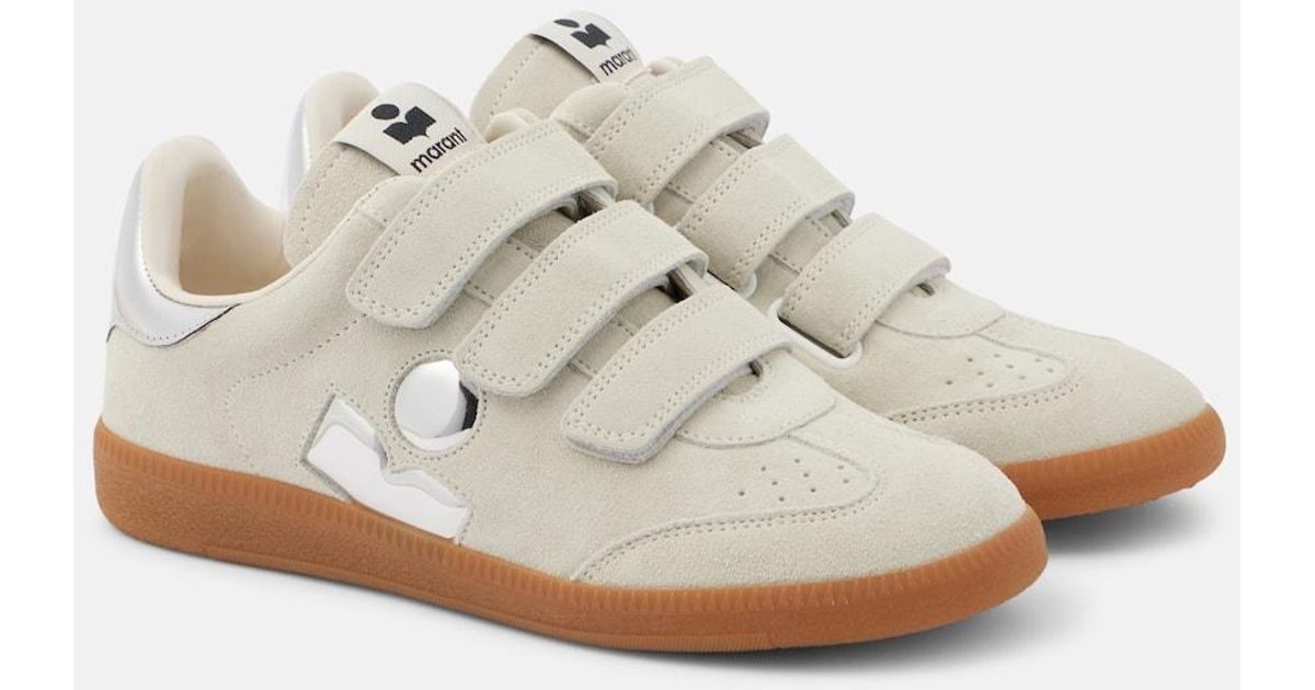 Isabel Marant Beth Logo Suede Sneakers in White | Lyst